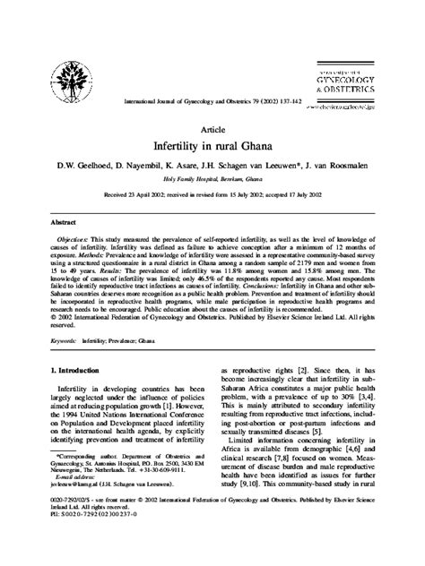 Pdf Infertility In Rural Ghana