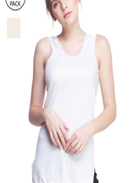 Buy Dollar Missy Women Pack Of 2 Beige And White Solid Cotton Camisoles