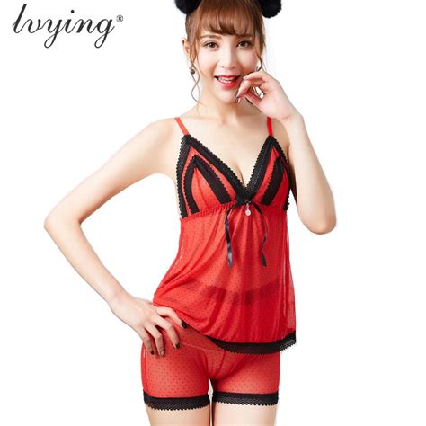 New Sexy Lace Women Pajamas Sets Lovely Nightgown Suits Condole Belt
