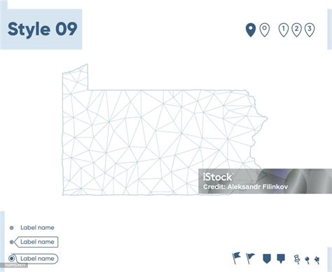 Pennsylvania Usa White Low Poly Map Polygonal Map Outline Map Vector