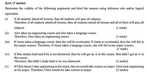Solved QA Marks Determine The Validity Of The Chegg Com