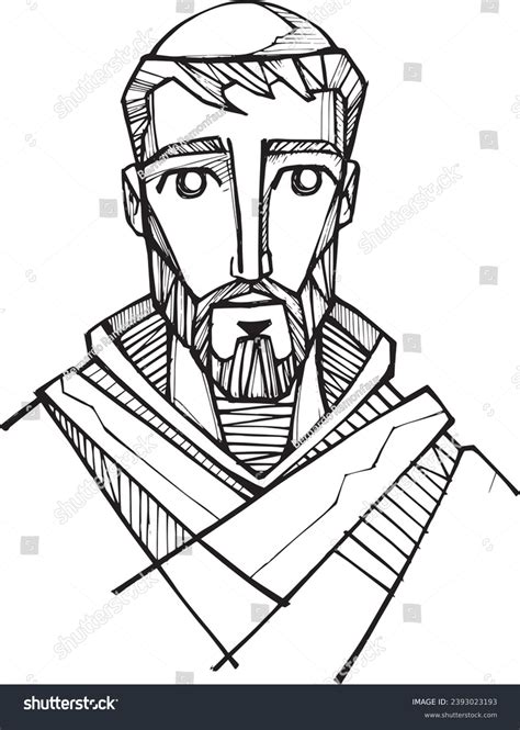 Hand Drawn Vector Illustration Drawing Saint Stock Vector Royalty Free