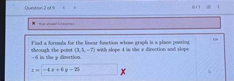 solved find a formula for the linear function whose graph is