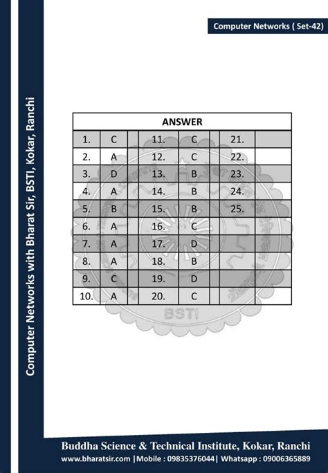 BSTI BharatSir Computer Network Set 42 PDF