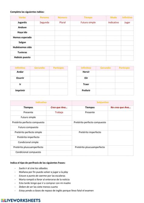 Verbos Free Interactive Worksheets 139456