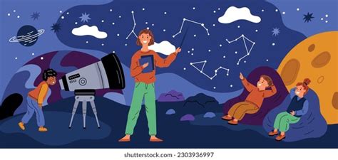Girl Looking Night Sky Space Astronomy Over 467 Royalty Free