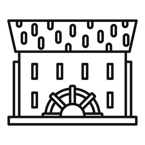 Premium Vector Wooden Water Mill Icon Outline Wooden Water Mill Vector Icon For Web Design