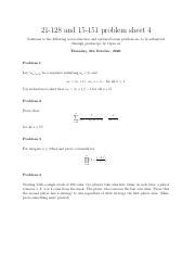 Pset4 Pdf 21 128 And 15 151 Problem Sheet 4 Solutions To The