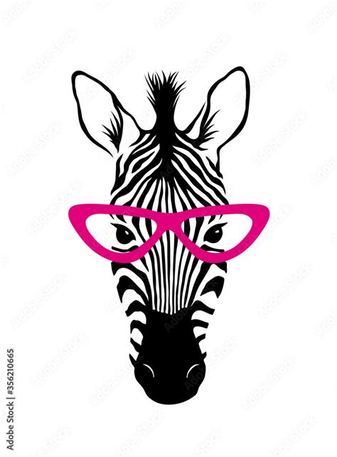Cute Zebra In Pink Purple Glasses Hipster Animal Girl Zebra Face
