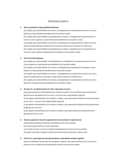 Preguntas Tipo Test Sobre Temas Tratados En Derecho Mercantil UB