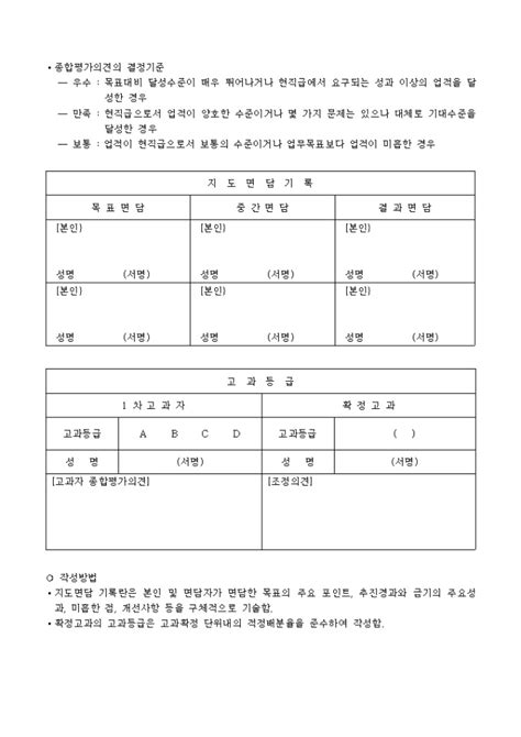 목표관리 시트 비즈폼 샘플 양식 다운로드