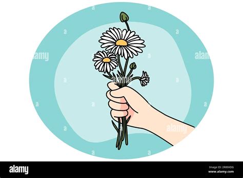 Close Up Of Hand Holding Daisies Congratulate With Birthday Or