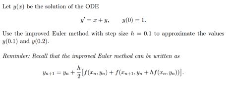 solved let y x ﻿be the solution of the odey x y y 0 1e