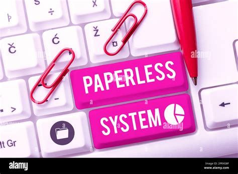 Hand Writing Sign Paperless System Business Showcase Storage Or