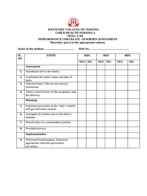 Assessment Checklist Pdf Cognitive Development Infants