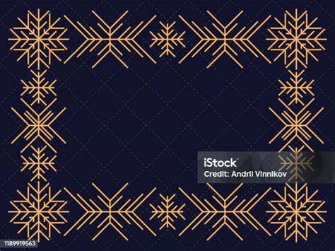 눈송이가 있는 아르데코 프레임 빈티지 선형 테두리입니다 1920 년대와 1930 년대의 스타일 벡터 일러스트레이션 1920 1929 년에 대한 스톡 벡터 아트 및 기타