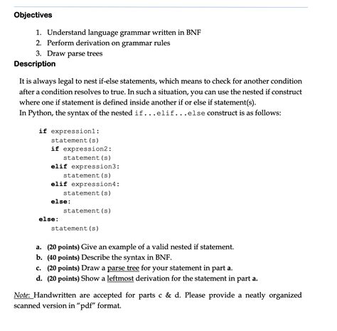 Solved 1 Understand Language Grammar Written In Bnf 2