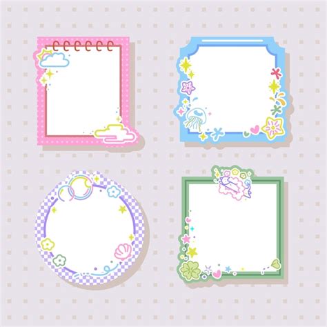 Premium Vector Colorful Hand Drawn Frame Notepad For Journal Element Pack