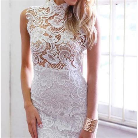 Summer Sexy Hollow Out Sleeveless Floral Lace Clubwear Party Dress For