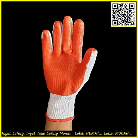 Sarung Tangan Kombinasi Kain Katun Lapis Karet Anti Gores Latex Anti Slip Safety Gloves Toko