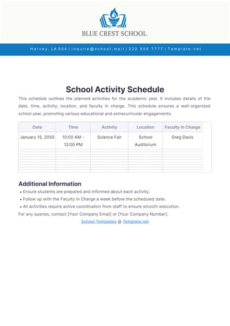 Free Field Trip Schedule Template To Edit Online