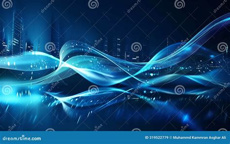 Abstract Blue Technology Wave Design Digital Network Background