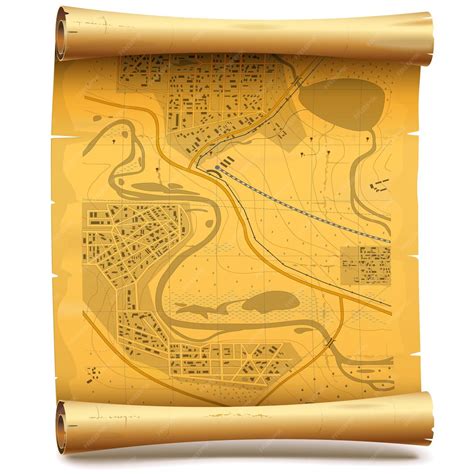 Premium Vector Vector Paper Scroll With Map