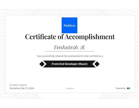 Frontenddevelopment Reactjs Certification Hackerrank Hubino