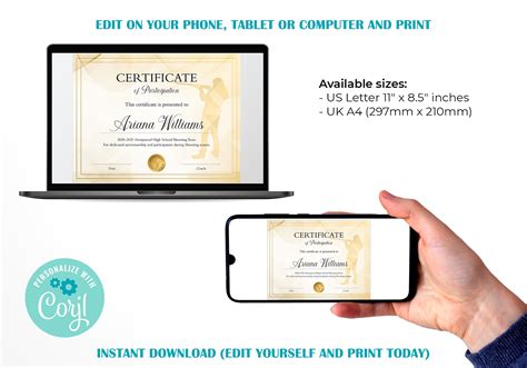 Diy Marksmanship Participation Award Printable Certificate Editable S
