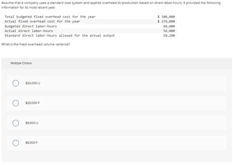 Solved Assume That A Company Uses A Standard Cost System And