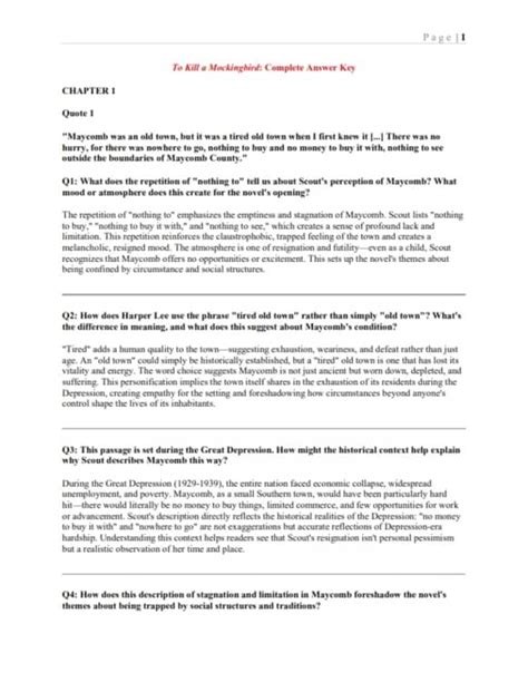 To Kill A Mockingbird Quote Analysis Close Reading Worksheet By Munro