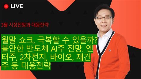 3월 증시월말 쇼크 극복할 수 있을까 불안한 반도체 Ai주 전망과 2차전지 바이오 엔터 재건 등 대응전략 한옥석