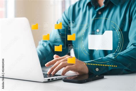 Document Management Concept Virtual Screen Icons Document Management