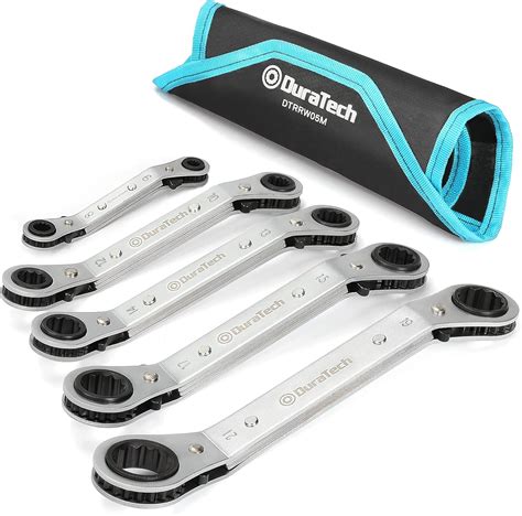 Duratech Ratchet Spanner Set Reversible Double Ring Ratchet Spanner
