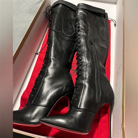 Christian Louboutin Lace Up Red Bottom Heel Boots Fashion Shoes Swag