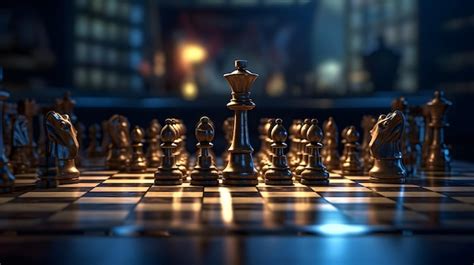 Um Jogo De Xadrez Com Uma Pe A De Xadrez Em Primeiro Plano E Uma Cidade Ao Fundo Foto Premium