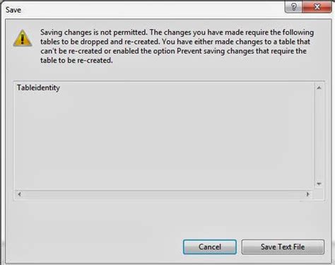 SQL BI And Data Analytics Solutions Saving Change Is Not Permitted Error While Saving Changes