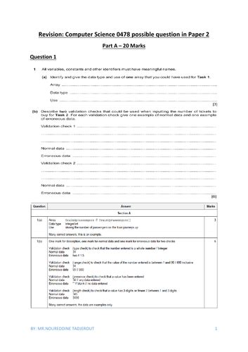 Igcse Cie Computer Science Revision For Paper 21 22 23 Part B Only With Answers Teaching