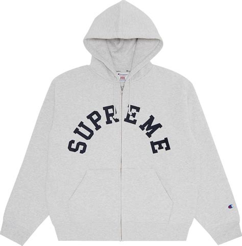 Buy Supreme X Champion Zip Up Hooded Sweatshirt Ash Grey Ss24sw37