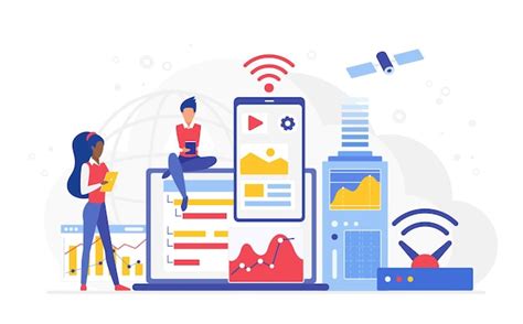 Wireless Remote Cloud Computing Server Hosting Data Premium Vector