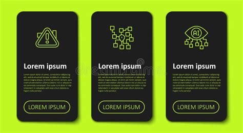 Set Line Exclamation Mark In Triangle Neural Network And Computer Vision Business Infographic
