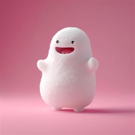 Japanese Snow Yokai Minimalist Style Wool Felt Art Style Pixar