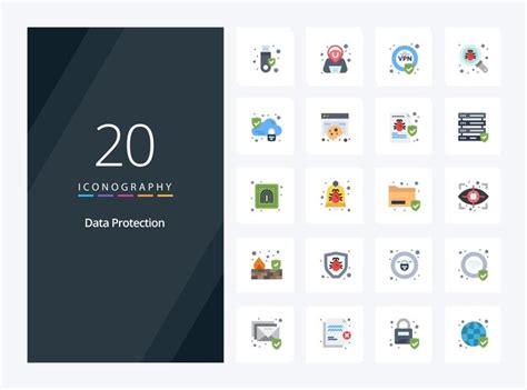 20 иконка плоского цвета защиты данных для презентации иллюстрация