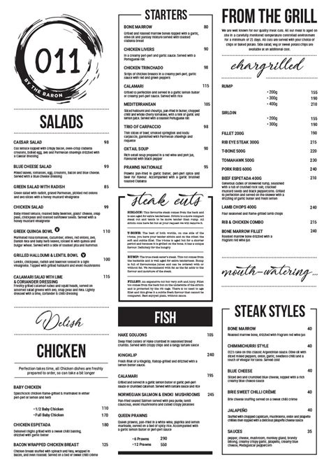 Sandton Menu 011 By The Baron