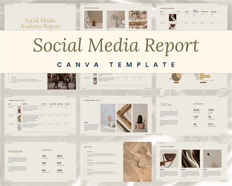 Social Media Analytics Report Template Canva Template Etsy