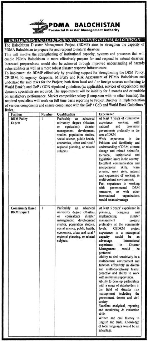 Pdma Balochistan Jobs