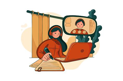 온라인 면접 Hr 관리는 웹캠에 대해 이야기하고 회의를 통해 후보자에게 연락하기 위한 화상 통화를 합니다 객실 있음에 대한 스톡
