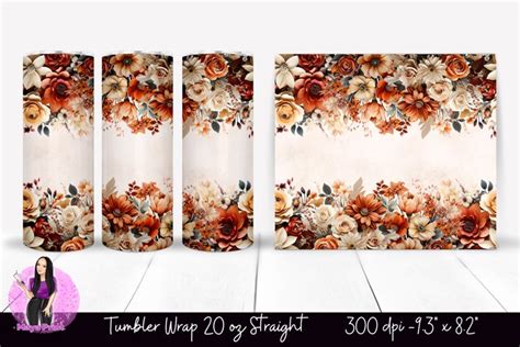 20 Oz Fall Floral Tumbler Sublimation Design