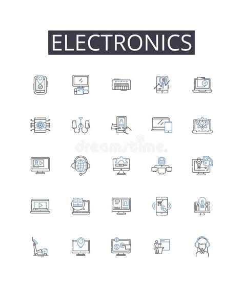 Electronics Line Icons Collection Technology Gadgets Devices Robotics Innovation