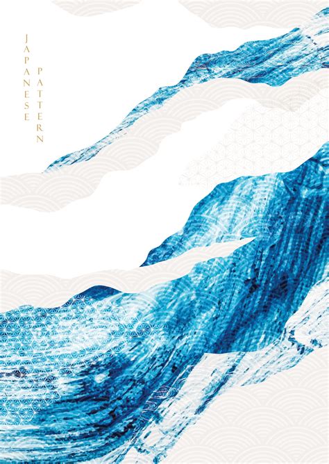 Abstract Art Background With Geometric Pattern Vector Japanese Hand Drawn Wave Element With